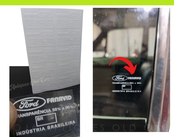 SELOS DECALQUE VIDROS FORD FANAVID / TRANSPARÊNCIA VERDE 88% A 90% ...