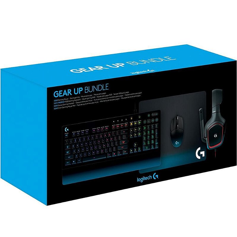 Kit Gamer Logitech G Gear UP - Mouse G203 RGB + Mousepad G240 + Teclad ...