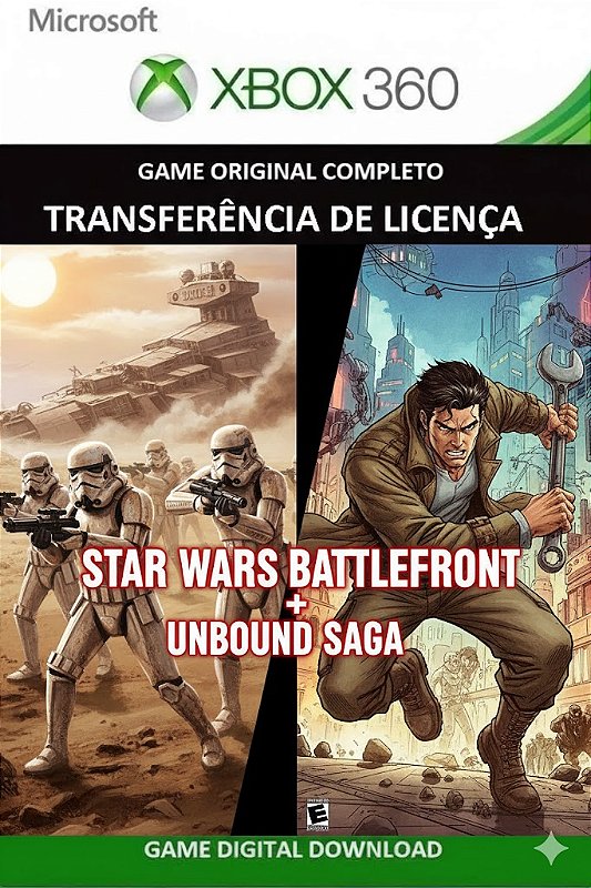 STAR WARS BATTLEFRONT + UNBOUND SAGA Xbox 360 Jogo Digital Transferê ...