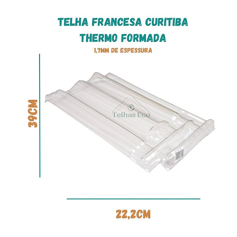 Telha Francesa Curitiba Thermo Transparente Plastico Medida 39x22 cm ...