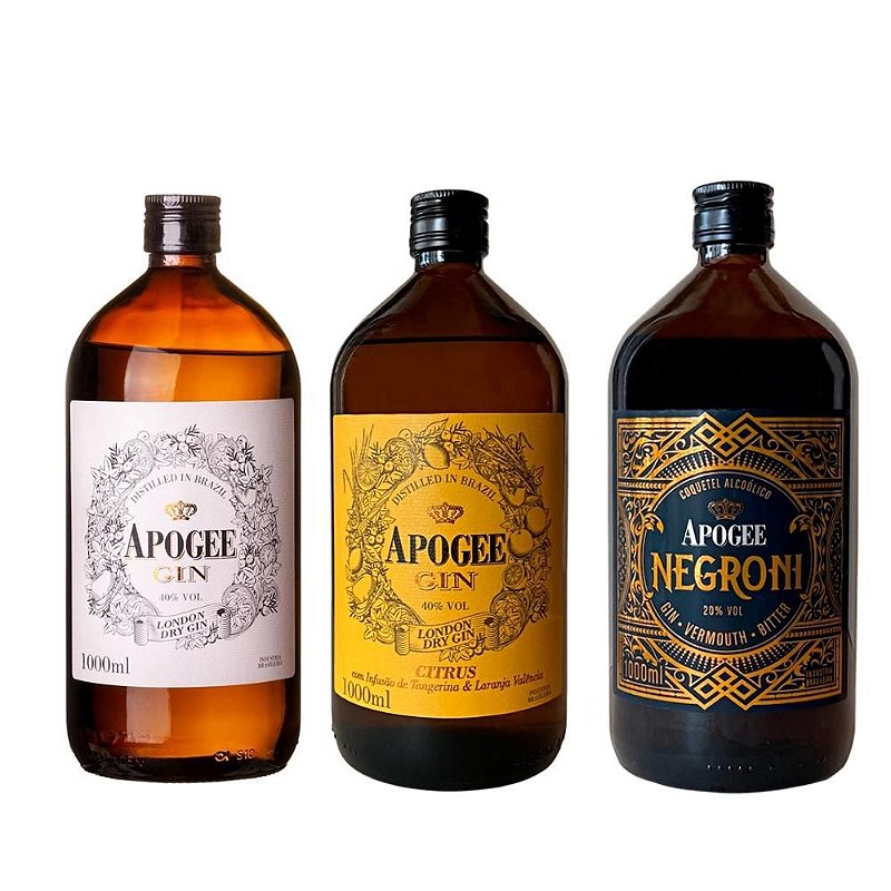 Kit 3 Unidades Gin Apogee Coquetel Alcoólico 40% Vol 1 Litro - Emporio ...