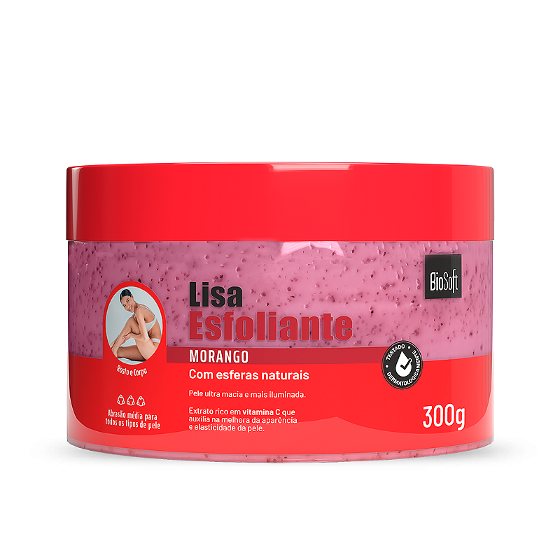 Esfoliante Morango Bio Soft 300g - Loja Soft Hair - Cosméticos