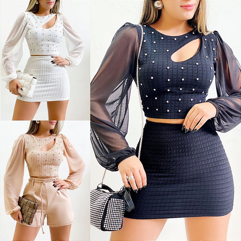 Cropped Bubble Strass - Empório Store