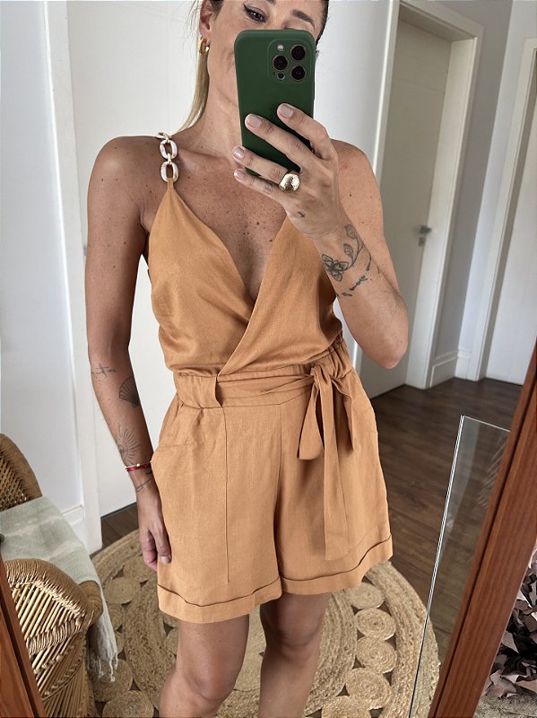 Macaquinho Summer Caramelo - Estilo Fê Pontelo