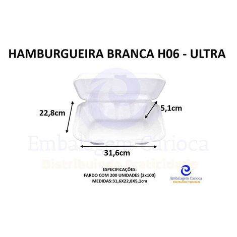 HAMBURGUEIRA BRANCA H06 FD.200 ULTRA 31,6X22,8X5,1 (ESTOJO) - Embalagem ...
