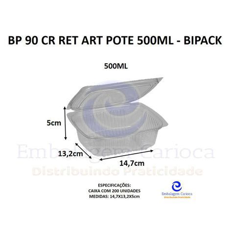 BP 90 CR RET ART POTE 500ML CX.200 BIPACK - Embalagem Carioca