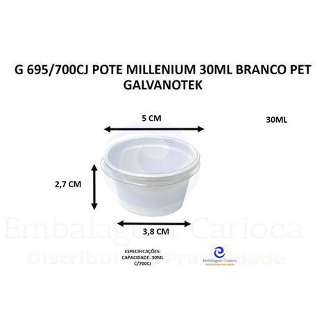 G 695/700CJ POTE MILLENIUM 30ML BRANCO PET GALVANOTEK - Embalagem Carioca