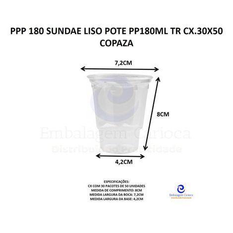PPP 180 SUNDAE LISO POTE PP180ML TR CX.30X50 COPAZA - Embalagem Carioca