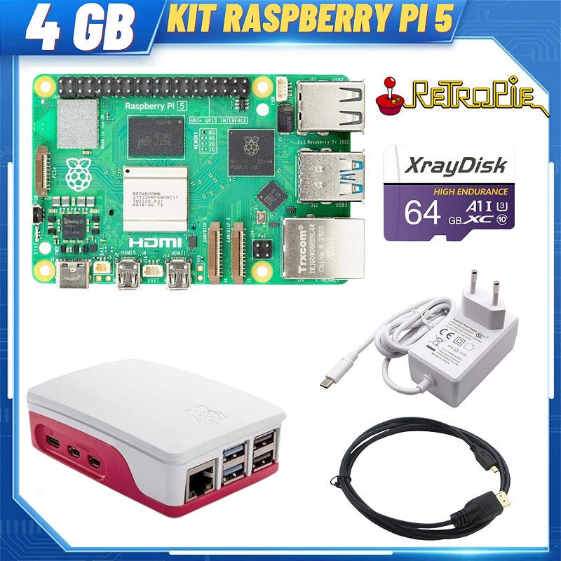 Kit Raspberry Pi5 Pi 5 4gb Ram Com Case Fonte Hdmi Sd 64gb - .::Leon ...