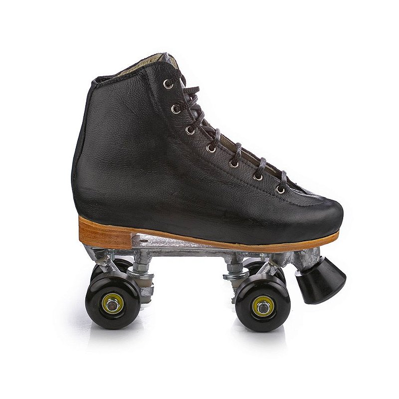 Patins Quad Profissional Básico, 4 Rodas, Clássico Preto Com Rodas Col ...