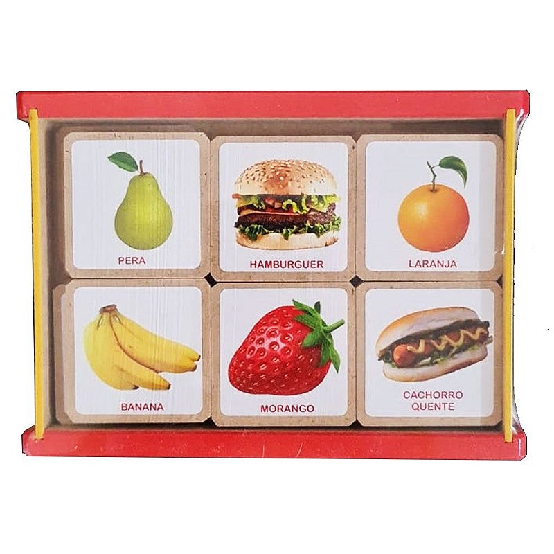 Jogo da Memória Educativo em MDF - Alimentos - Tralalá 4 Kids
