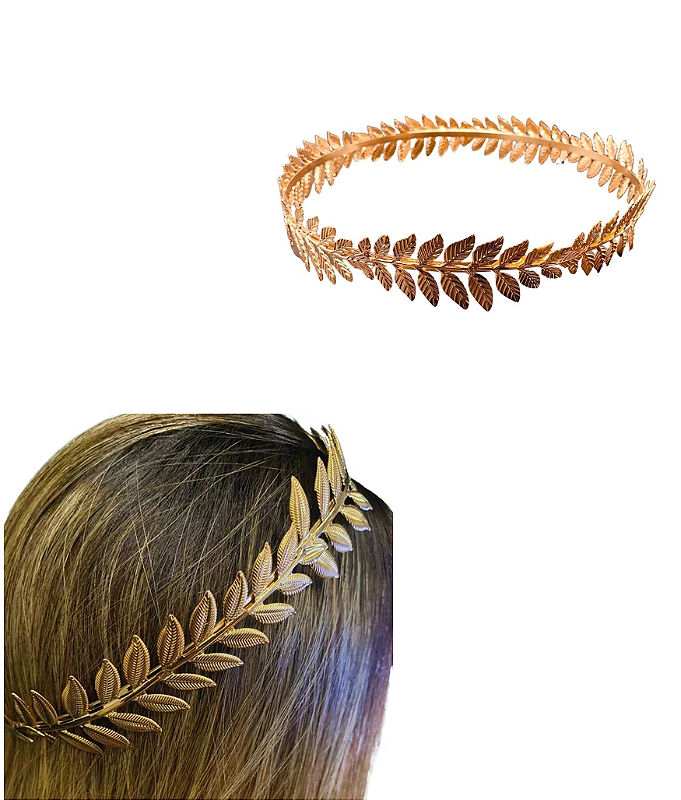 Coroa Grega Folhas Metal - Cochicho Fantasias
