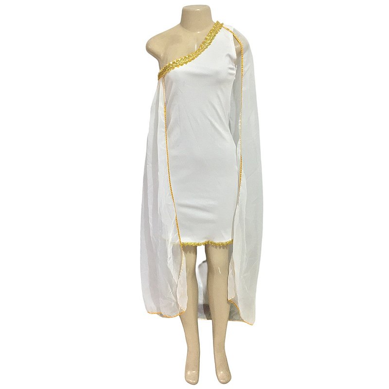 Grega Curta Branca Com Capa - SOMENTE ALUGUEL - Cochicho Fantasias