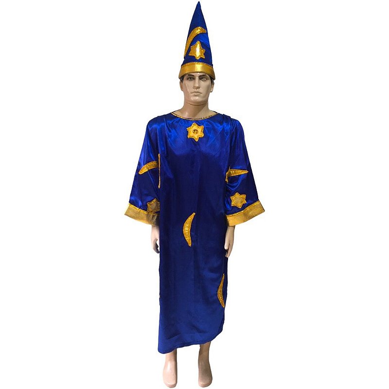 Fantasia Mago Azul Adulto - SOMENTE ALUGUEL - Cochicho Fantasias