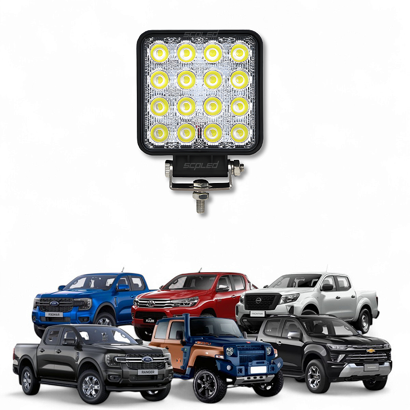 Farol Led 48w Quadrado Epistar Leds Carcaça Larga 5CM - SCPLED