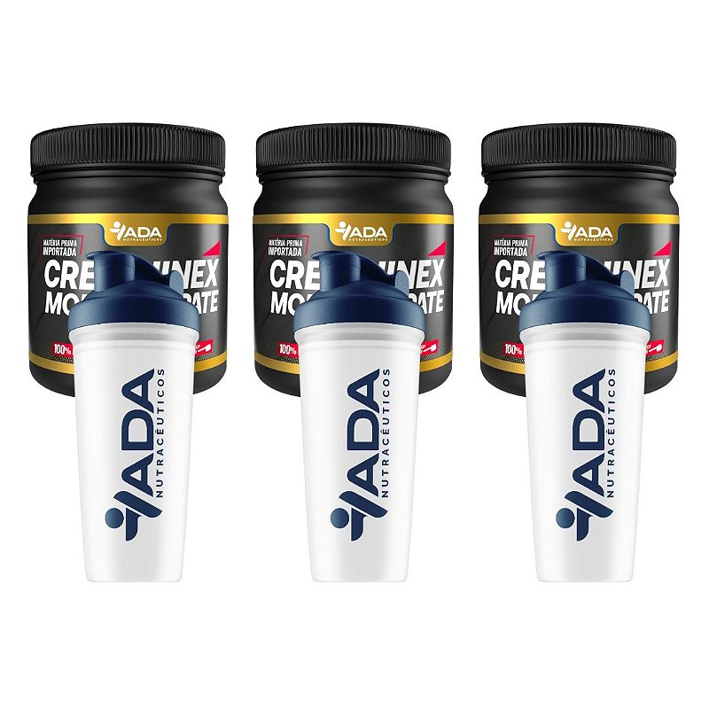 Kit 3uni Creathinex Monohydrate 300g 3 Coqueteleiras Ada Supremo