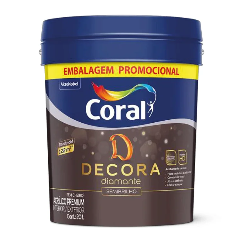 Tinta Acrilica Semi Brilho Decora Diamante Branco 20L Coral - Conibase ...