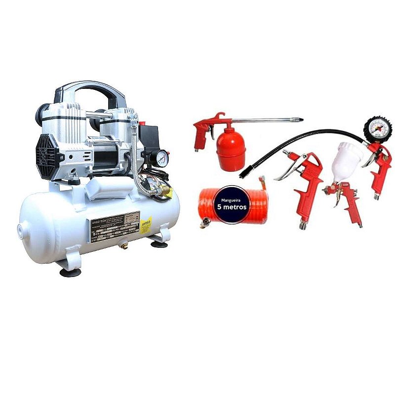 Kit Mini compressor portátil para pintura pistola e acessórios. - Jorc Loja