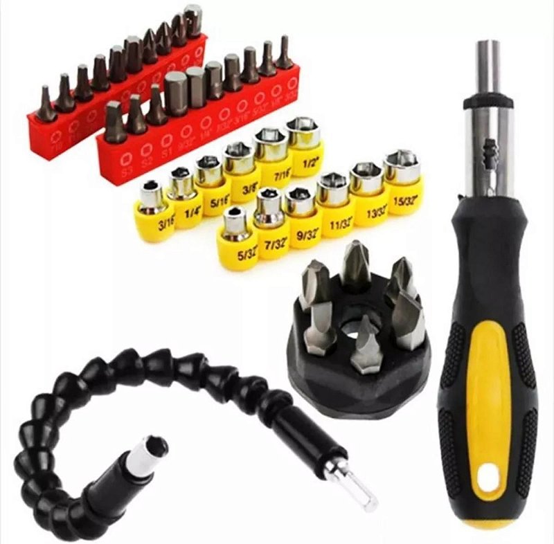 Kit chave de fenda com bits e soquete 40 peças - Jorc Loja