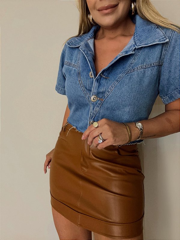 Camisa Cropped Jeans Isabela - Isa Baldo - Loja de Roupas Femininas Online