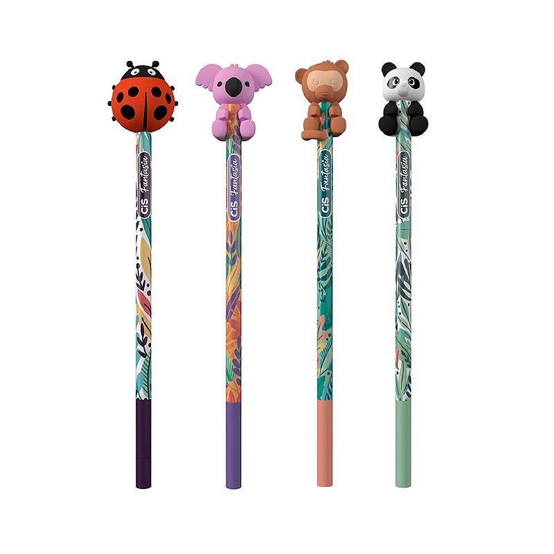 Lápis Preto HB Fantasia Abraçadinho Com Borracha CiS - Fancy Goods