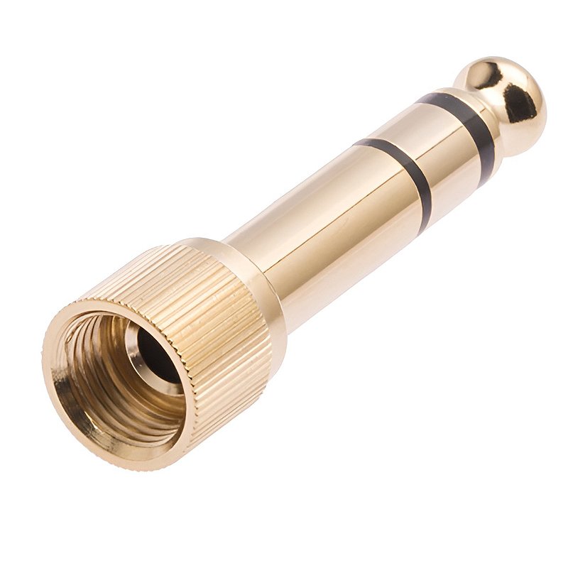 Plug Adaptador P10 / P2 Estereo Com Rosca Dourado | Som Profissional ...