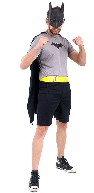 Fantasia Batman curto adulto Roupa Original - 7 Artes BrinQ Fantasias