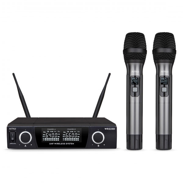 Microfone Sem Fio Duplo de Mão Digital UHF + Case AU230 - AMW - Hábito Áudio - Equipamentos de ...