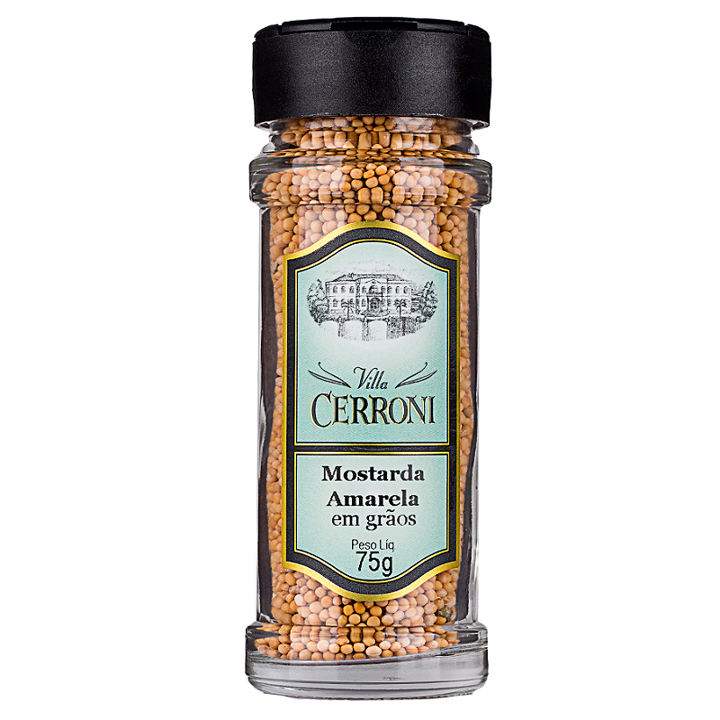 Mostarda Amarela em Grãos - Vidro - 75g - Empório Villa Cerroni