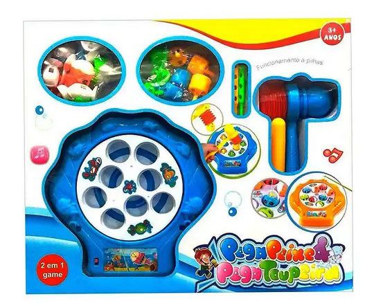 Jogo de Pescaria Pega Peixe e Pega Toupeira 2 em 1 - Zaza Toys