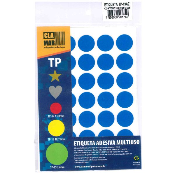 Etiqueta Adesiva Azul 18,79mm Clamar - Papelaria Capital