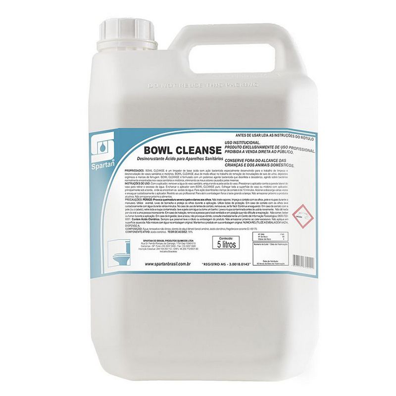 Bowl Cleanse 5 Litros Limpador Desincrustante Com Ação Bactericida - S ...