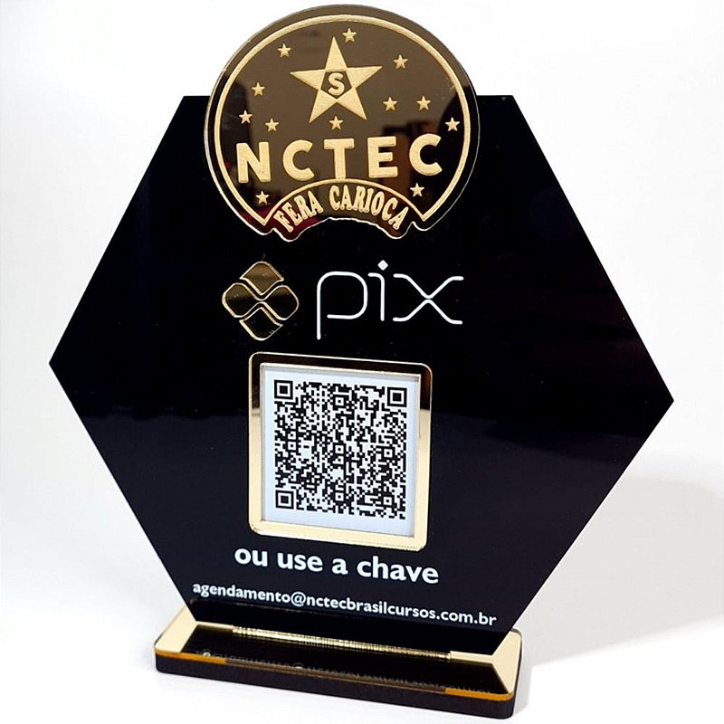 Placa PIX QR Code Hexagonal com Logotipo - Design Mais Um