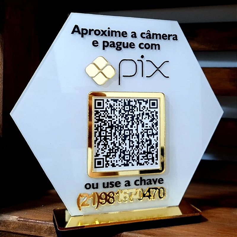 Placa PIX QR Code Hexagonal - Design Mais Um