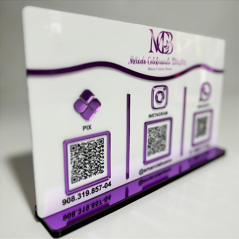 Placa PIX com 3 Qr Code - MOD 005 - Design Mais Um