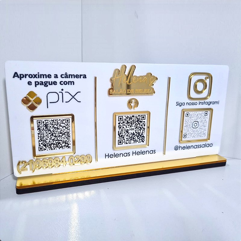 Placa PIX com 3 Qr Code - MOD 005 - Design Mais Um