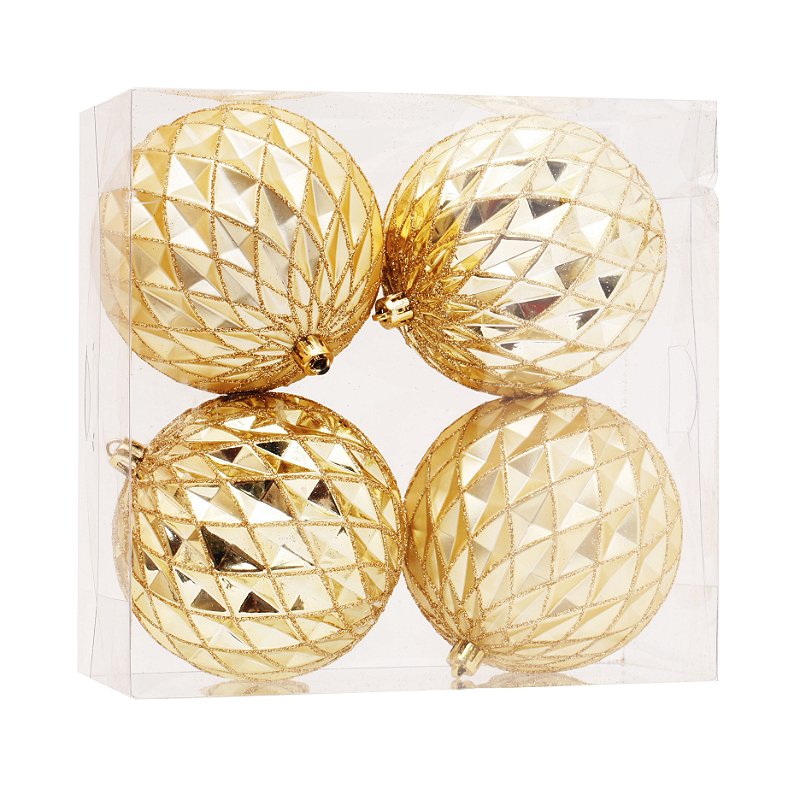 Kit Bolas Texturizadas Dourado 10cm - 04 unidades - Cromus Natal - Riz ...