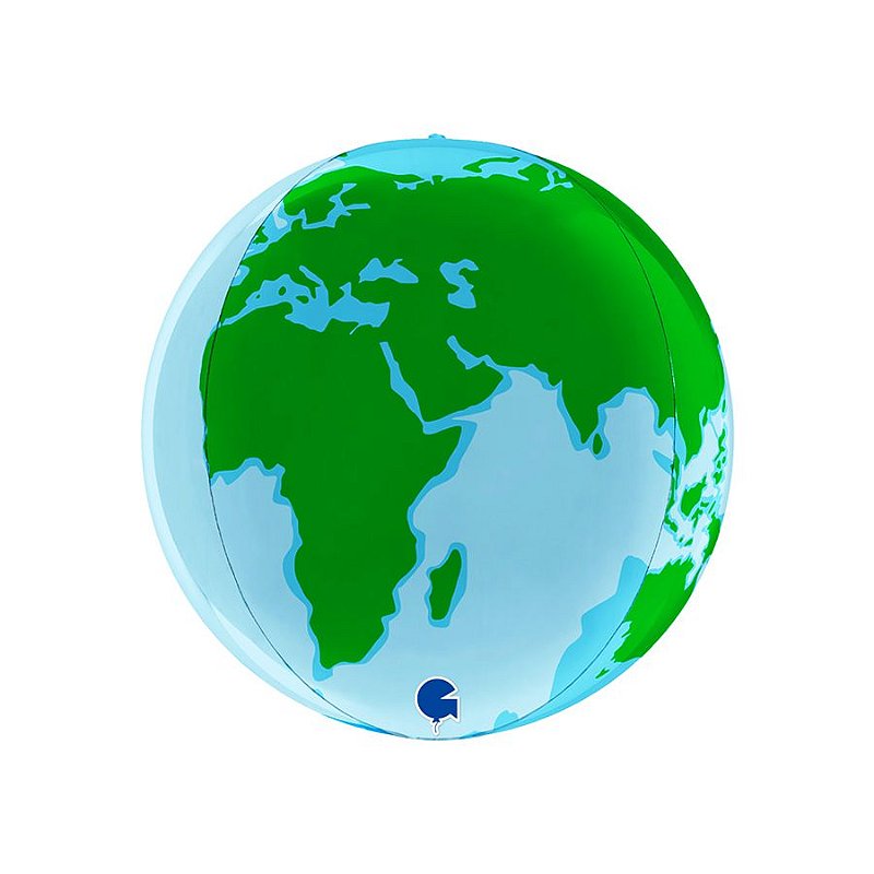 Balão de Festa Metalizado 15" 38cm - Globo Terrestre 4D - 1 unidade ...