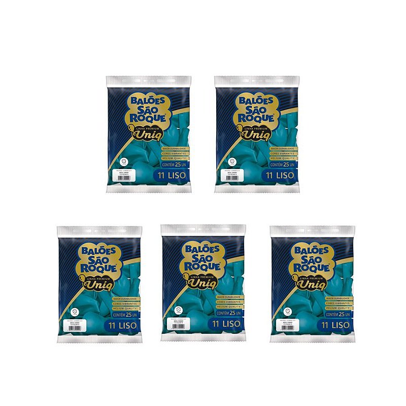 Balão Premium Uniq 11''27cm - Azul Ciano - 5 pacotes - 125 unidades ...