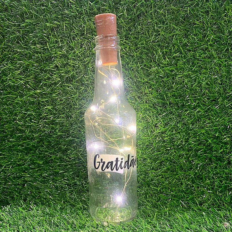 Garrafa Long Neck de Vidro com Rolha LED - Gratidão - 01 unidade ...