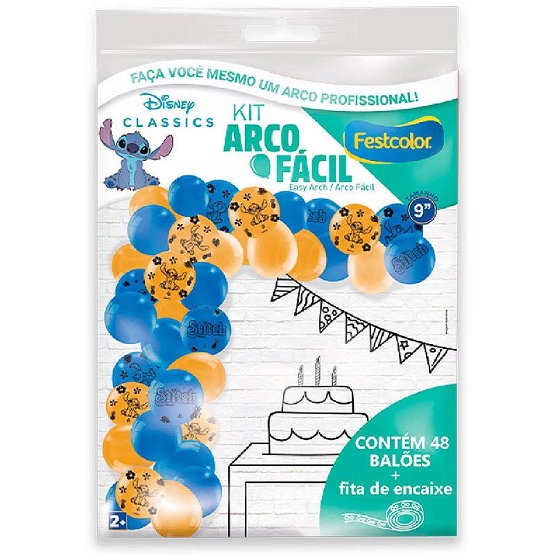 Kit Arco Fácil - Stitch - 1 unidade - Festcolor - Rizzo - Rizzo Balões