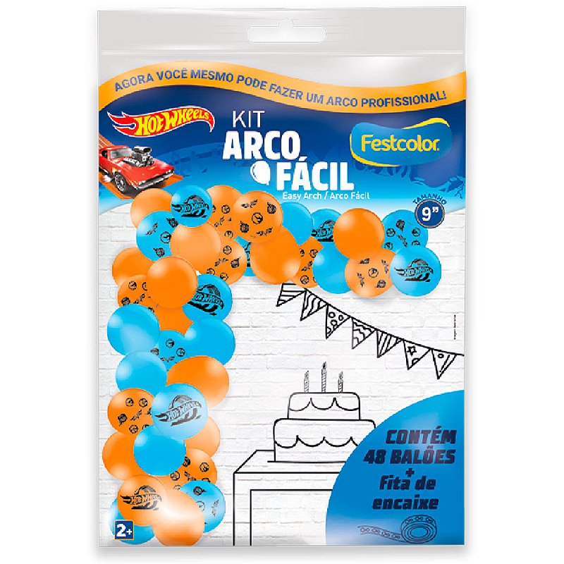 Kit Arco Fácil - Hot Wheels - 1 unidade - Festcolor - Rizzo - Rizzo Balões