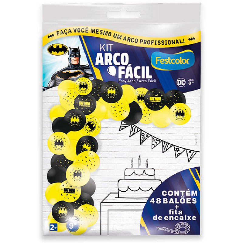 Kit Arco Fácil - Batman - 1 unidade - Festcolor - Rizzo - Rizzo Balões