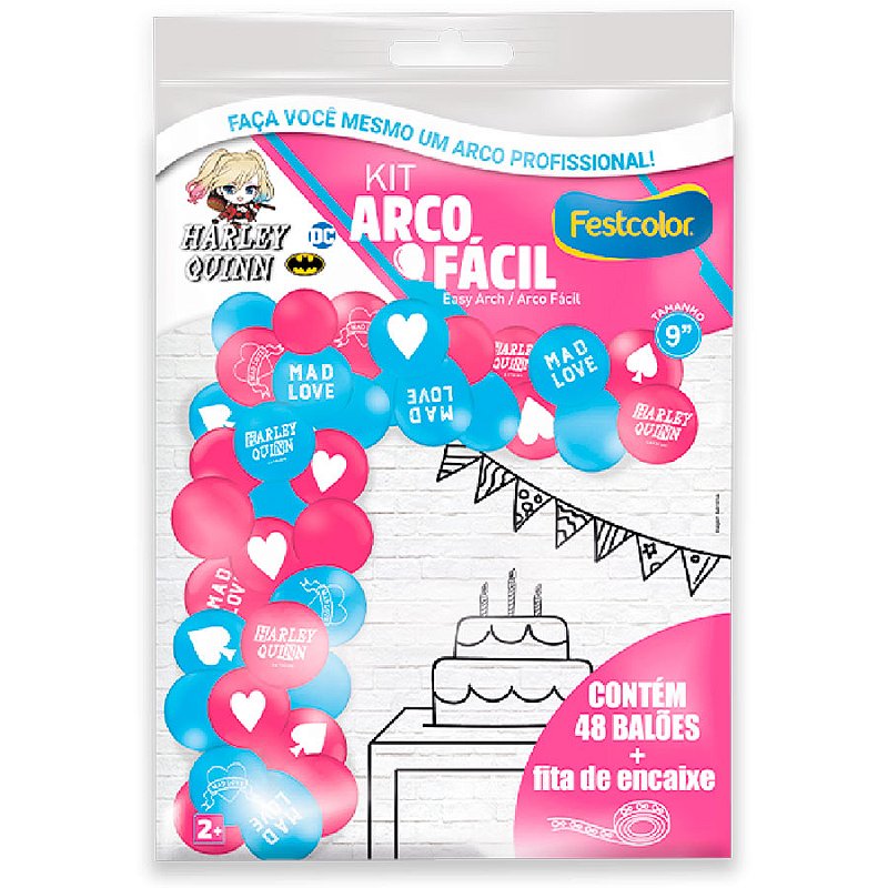 Kit Arco Fácil - Arlequina - 1 unidade - Festcolor - Rizzo - Rizzo Balões