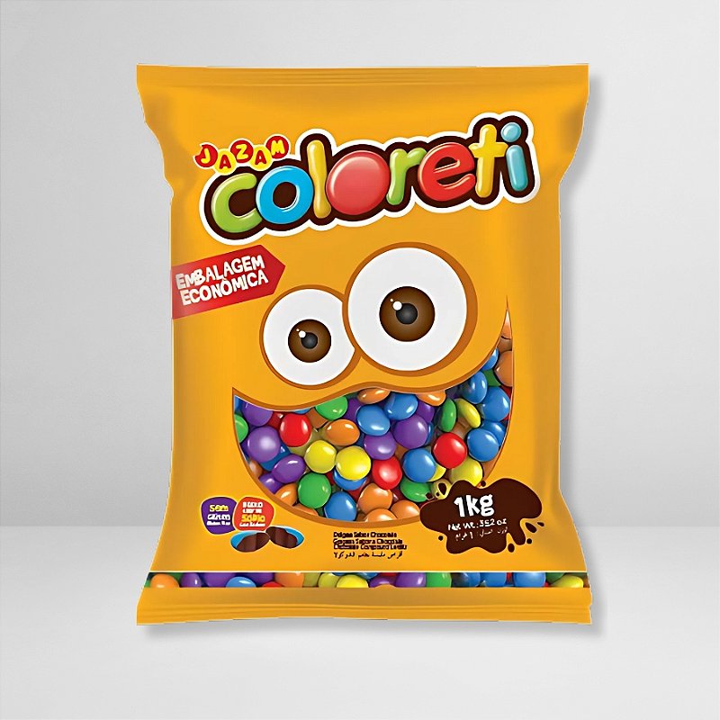 Pastilhas Confeitadas Sabor Chocolate Coloreti - Cores Sortidas - 1kg ...