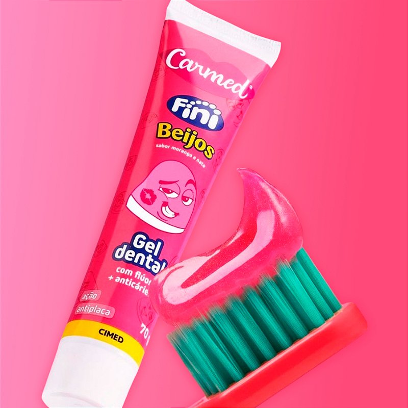 Gel Dental com flúor + Anticáries - Sabor Morango e Nata - 70g - 1 ...