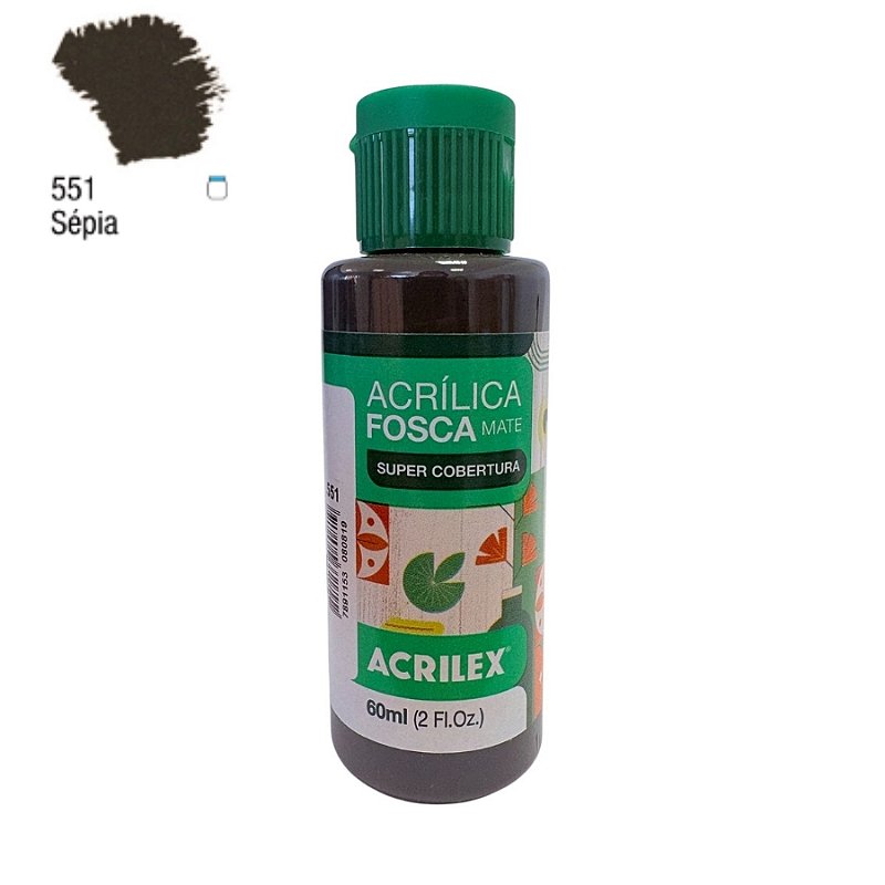 Tinta Acrílica Fosca 60ml - Sepia - 1 unidade - Acrilex - Rizzo - Rizzo ...