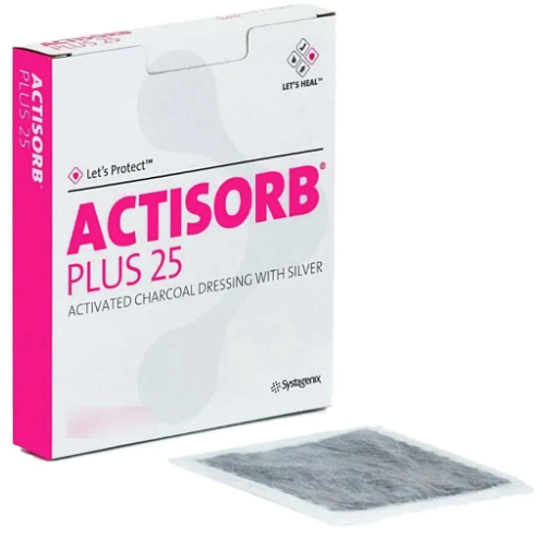 Curativo Actisorb Plus 25 Cobertura De Carvão Ativado Prata 6,5X9,5cm ...