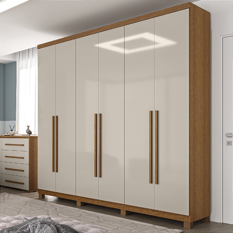Guarda Roupa Casal 6 Portas Rimo New Honduras Jequitibá/OffWhite - Loja ...