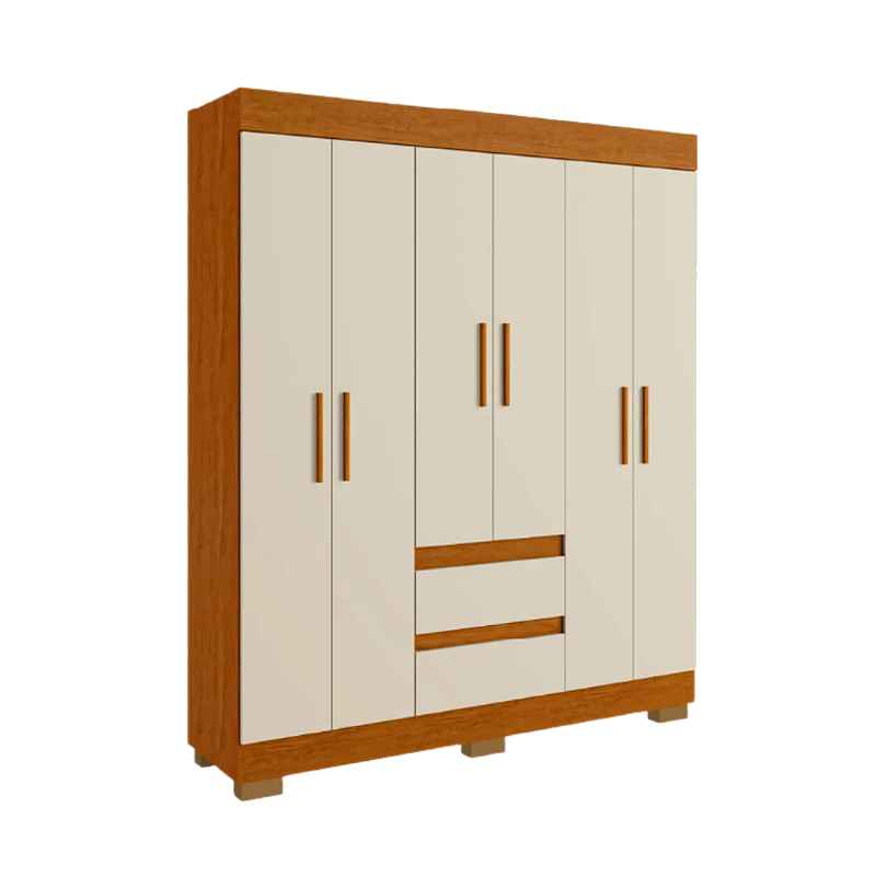 Roupeiro Maya 6 Portas 2 Gavetas Nature off white - ACP MÓVEIS - ATACADÃO DOS ELETROS